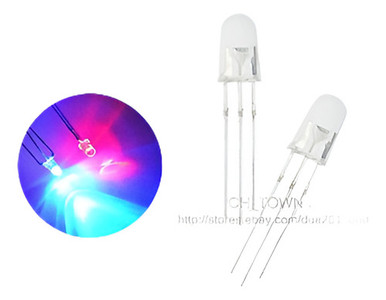 CH5ARB9HC Bi-Color LED 100 Pieces 5mm 3 Pin Clear Red Blue Common Cathode