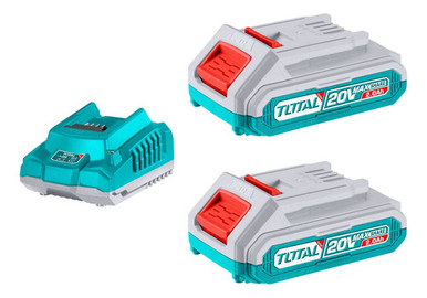 Total Set of 2 Lithium Ion Batteries 2.0Ah + 20V Fast Charger