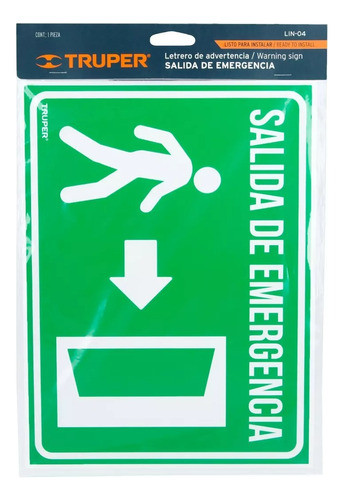 Truper Reflective Emergency Exit Sign 21 X 28cm Lnf