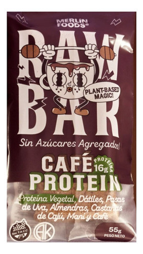 Merlin Foods Coffee Flavor Protein Bar with 6g of Plant Protein Pack of ...