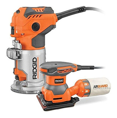 Ridgid Fixed Base Router with 5.5 Amp Cable and Sander