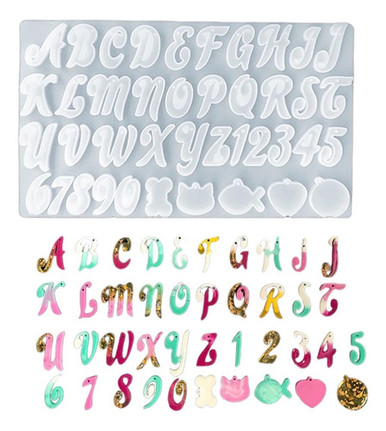 Accesorios Total Alphabet Number Mold Resin Cursive Keychains