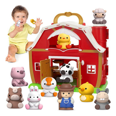 KMUYSL Big Red Barn Farm Animal Playset for Kids 1 and Up, Ideal Gift