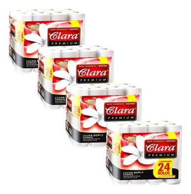 Clara Premium Double Sheet Toilet Paper 30m X24 Pack X 4