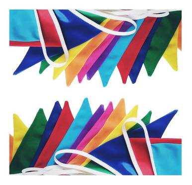 Banderina Banderines & Deco Rainbow Fabric Pennants 10 Meters Festival ...