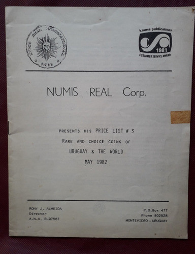 Numis Real Corp Price List #3: Rare and Choice Coins of Uruguay and the ...