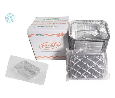 Mello 50-Pack Aluminum Food Containers 500ml with Clear Plastic Lids