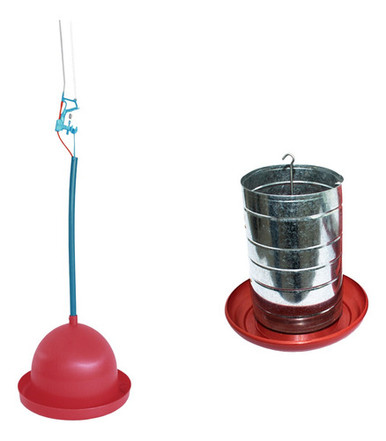 Opusplast 1 Automatic Bird Waterer + 1 15 Kg Galvanized Feeder