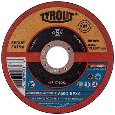 Tyrolit Cutting Disc Secur 115 X 1 Box X 25 U Iron Sheet