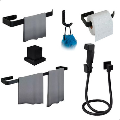 Titanium Metais Complete Black Bathroom Kit with Hygienic Shower and ...