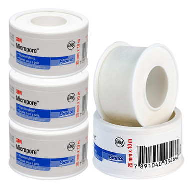 3M Micropore Hypoallergenic Tape - 25mm X 10m White - 4 Pack