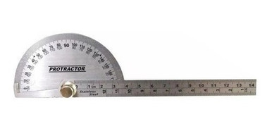 EDA Transferidor De Grau Com Régua 0 A 180 Graus Inox 4GP