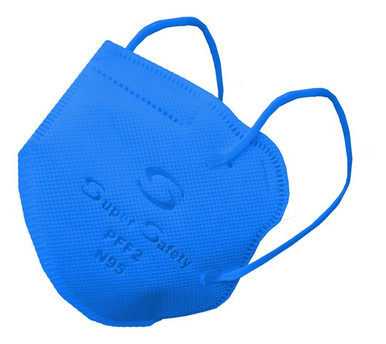 Super Safety 10 N95 PFF2 Masks Blue Without Valve Elastic At Back of Neck