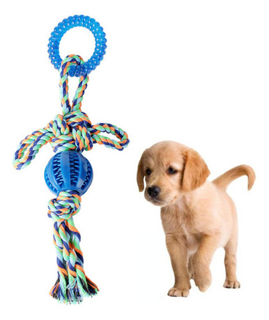 Genius.Uy Large Knot Rope Toy with Ball and Ring for Pets