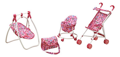 Dencar Minnie Doll Stroller Set with Rocking Chair and Walker
