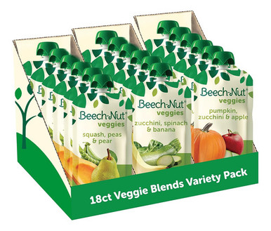 Beech-Nut Vegetable Puree Variety Pack for Babies, 99ml, 18 Pouches