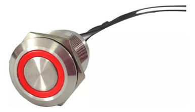 Generic 19mm Red Metal Push Button with Retention IP68 Submersible
