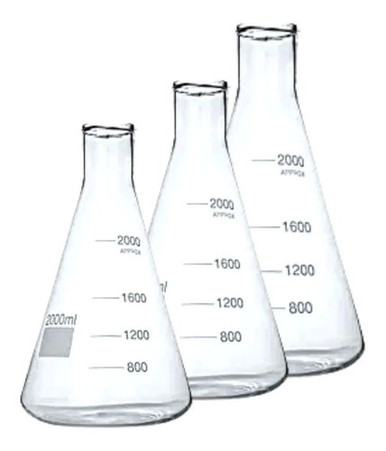 Uniglass Erlenmeyer Flask Set 2000ml, 3000ml, and 5000ml with Narrow ...