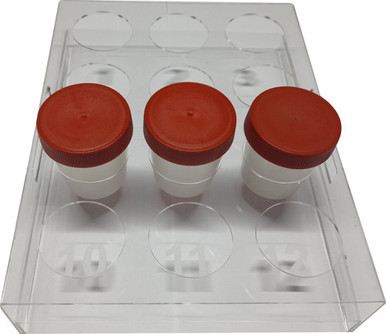Roacrylicos 12 Hole Acrylic Rack for 80ml Urine/Feces Collectors