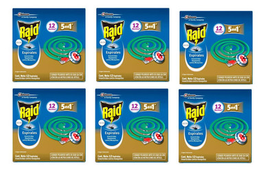Raid Spiral Mosquito Repellent 12 Nights Pack of 6 Boxes 72 Units