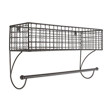 Home Traditions Rustic Metal Wall Shelf Towel Holder