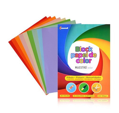Maestro A4 Paper Pack of 100 Sheets in 10 Assorted Colors, 80g Thickness