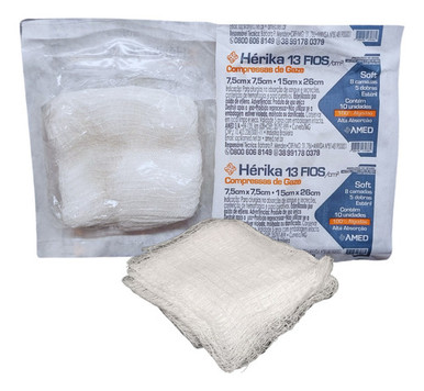 Herika 13 Fios Compressa Gaze Estéril - 50 Packs with 10 Gauzes Each