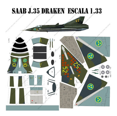 Saab J.35 Draken Scale 1:33 Papercraft