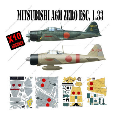 Zero A6M Mitsubishi Esc. 1.33 Papercraft X 10 Editions