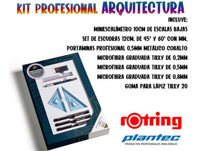 Plantec Rotring Architecture Kit with Microfibers, Triangle and More