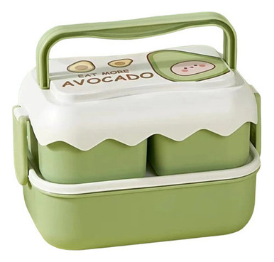 Generic Pastel Color Lunch Box with Handles and 3 Containers