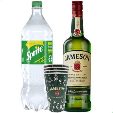 Jameson Triple Distilled Whisky + Sprite Soda + Gift Glasses