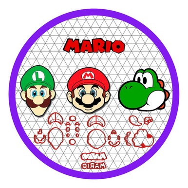 3D JÁ Super Mario Cutters + Logo Cupcake 5cm