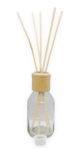 ByF Deco Frasco Botella Difusor Aromatico Vidrio Tapa Madera 125cc X6