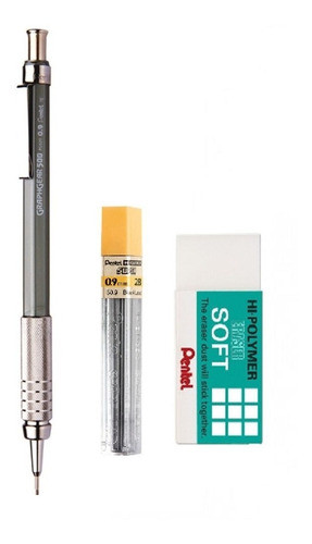 Pentel Graphgear 500 0.9 Mechanical Pencil Kit + Eraser + Graphite