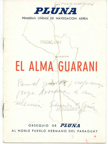 Aerolineas Pluna Uruguay Rare Alma Guarani Paraguay Brochure