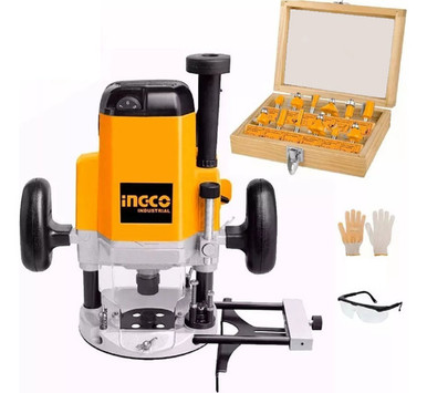 Ingco Router Kit with 2200W and 12 x 6mm Bits