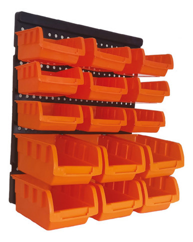 Maxx Tools Tool Storage Panel with 15 Orange Boxes