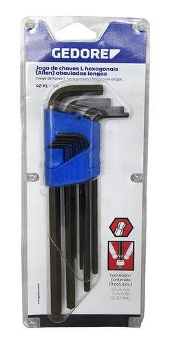 Gedore Allen Key Set 1.5 to 10mm with 9 Pieces