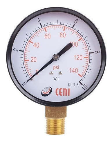 Ceni Manometer 10bar 63mm 1/4 Npt Bottom Connection Gas Air Water