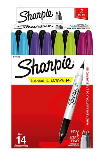 Sharpie Twin Tip Double Point Marker Set - 14 Black and Color