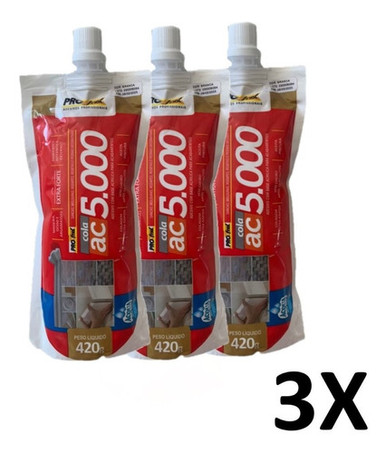 Profixx Kit 3 Cola Moldura Sanca Rodapé Rodateto Bico Aplicador 420g