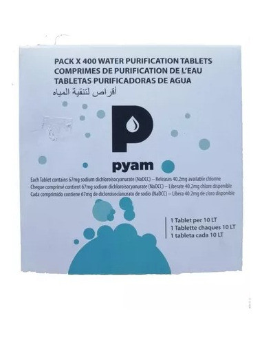 Pyam Water Purification Tablets X 400 Compressed 10 Liters