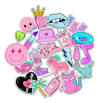 Valu Gráfica Creativa Stickers Girly Girls X20 Waterproof for Thermos Car