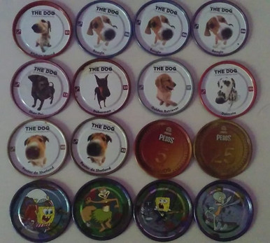 Pepsico Lot of 16 Metallic Tazos The Dog and Spongebob
