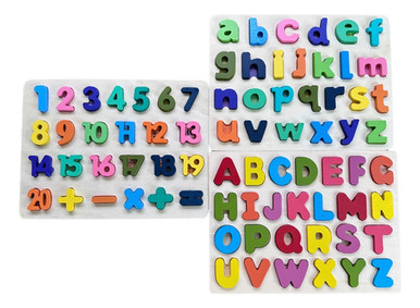 NVK Kit 3 Alphabet and Numbers Puzzle Wooden Educational Boards