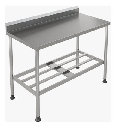 Scuderia Inox Light Stainless Steel Workbench with Grated Shelf 100x60x90cm