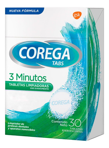 Corega Tabs 30 Effervescent Tablets for Dental Prosthesis Cleaning