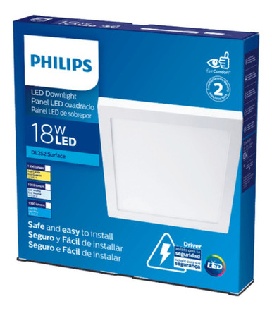 Philips Square LED Downlight 18W 6500°K