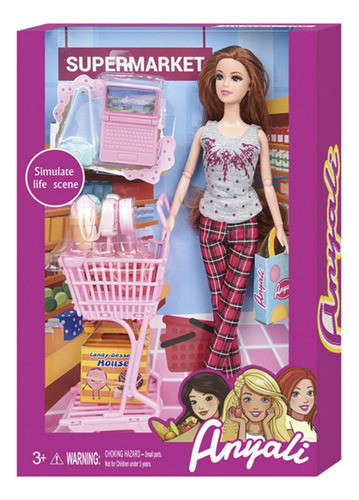 Anyali Articulated Doll with Supermarket Set - 13 Pieces